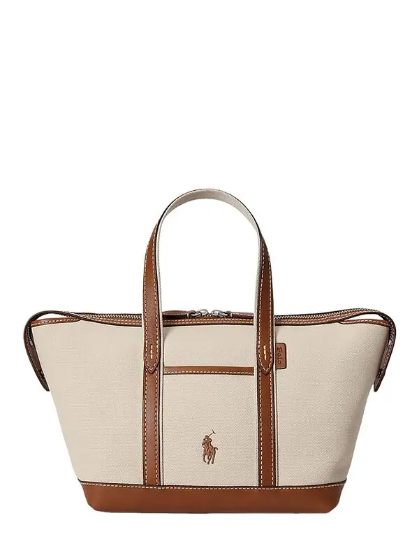 Polo Ralph Lauren Cotton Canvas Mini Shopper Tote Bag - Ecru/cuoio