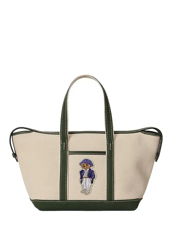 Polo Ralph Lauren Polo Bear Mini Canvas Shopper Tote - Ecru/juniper