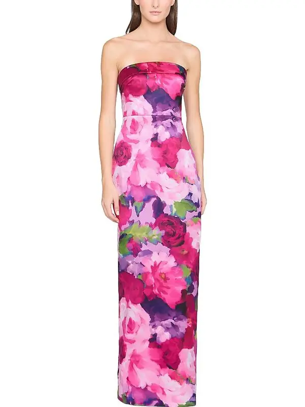 Theia Cleo Strapless Column Dress - Luminous Bouquet