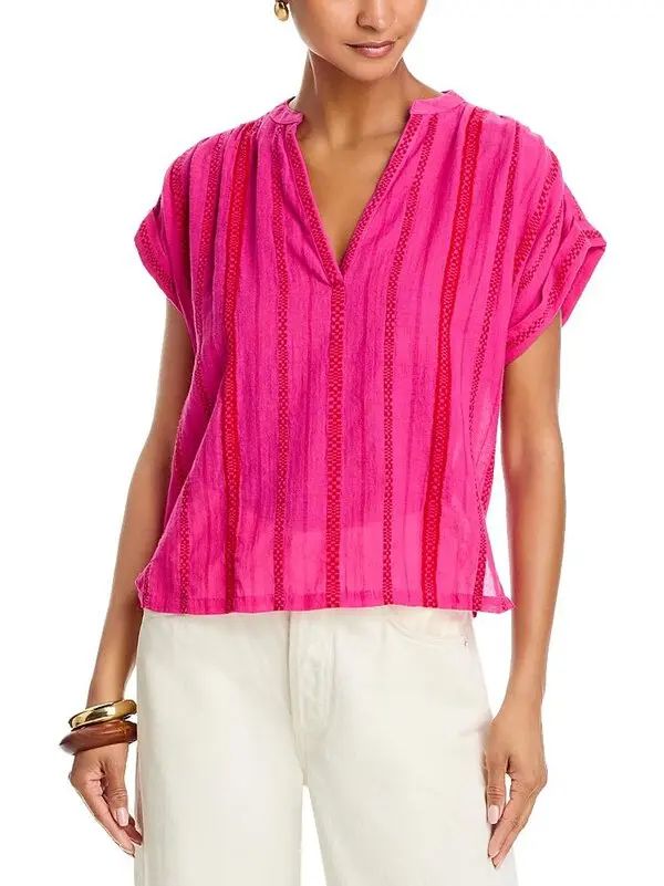 Velvet By Graham & Spencer Tallulah Stripe Cap Sleeve Top - Pink/red