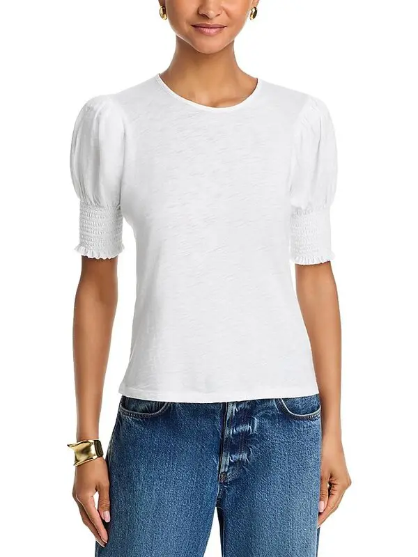 Velvet By Graham & Spencer Elbow Sleeve Crewneck Top - White