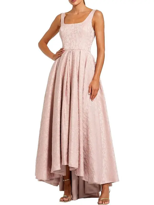 Mac Duggal Sleeveless Jacquard High-low Gown - Blush