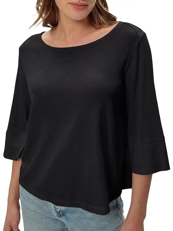 Michael Stars Rosalynn Wide Sleeve Boatneck Top - Black