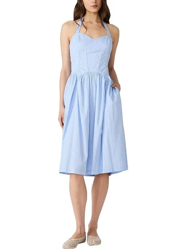 Steve Madden Leigh Anne Stripe Halter Dress - Striped Multi