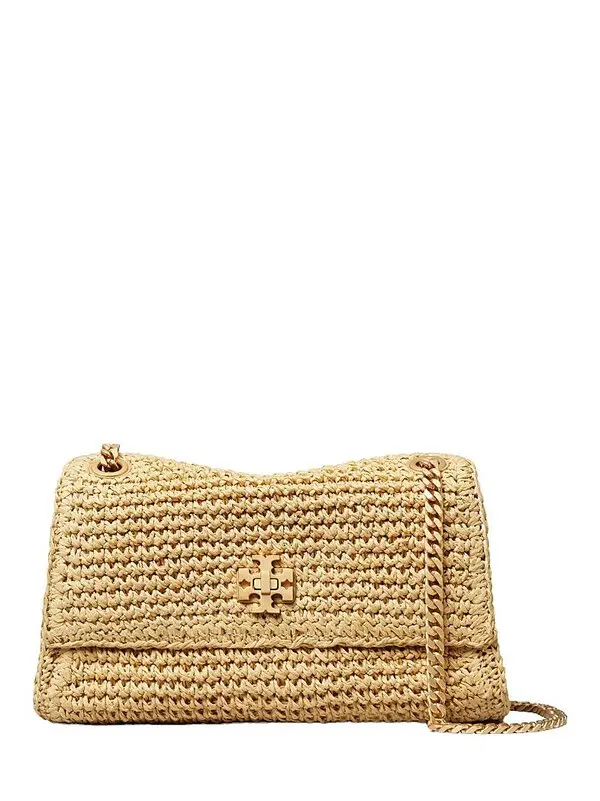 Tory Burch Kira Turnlock Straw Shoulder Bag - Natural