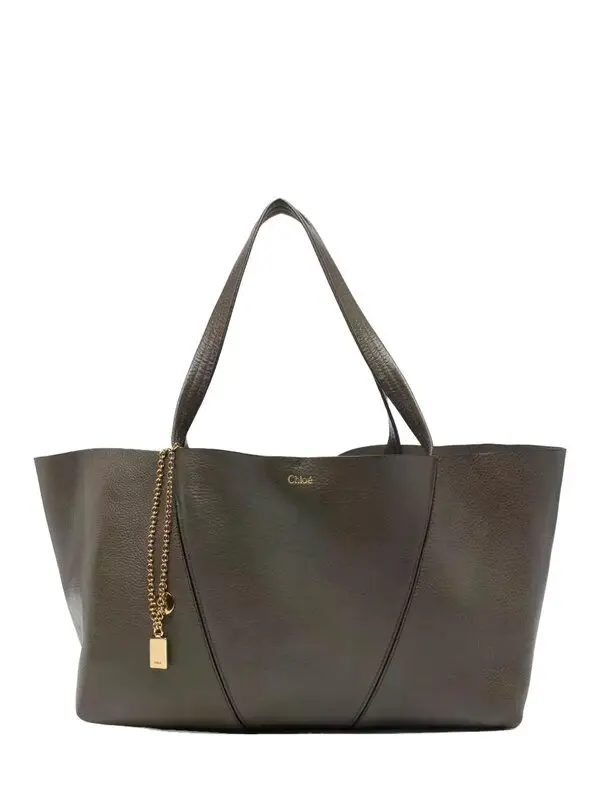 Chloé Grainy-leather Charm-detail Tote - Grey