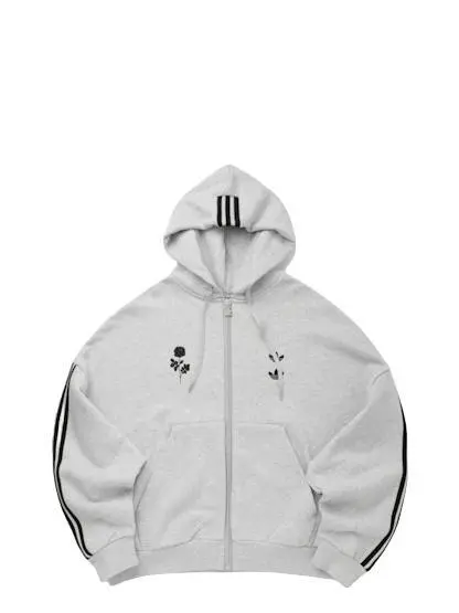 Adidas X Willy Chavarria Full Zip Logo Hoodie - Light Grey