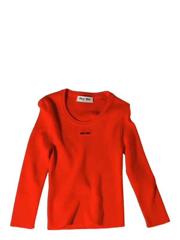 Miu Miu Cotton Crew-neck Sweater - Orange