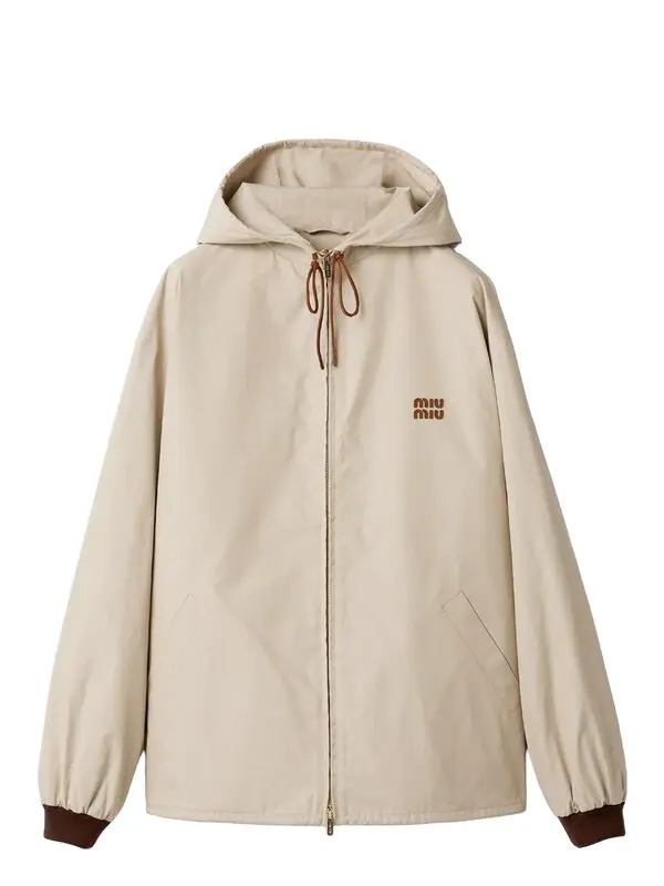 Miu Miu Single-breasted Panama Cotton Caban Jacket - Limestone
