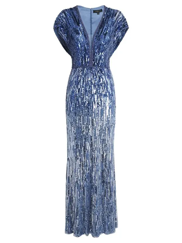Jenny Packham Sequinned Dusk Gown - Navy