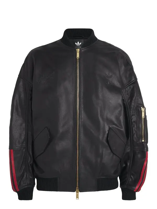 WILLY CHAVARRIA X Adidas Originals Leather Bomber Jacket - Black
