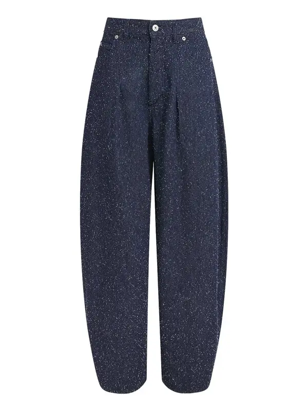 Jacquemus Embroidered Ovalo De-nîmes Barrel-leg Jeans - Navy