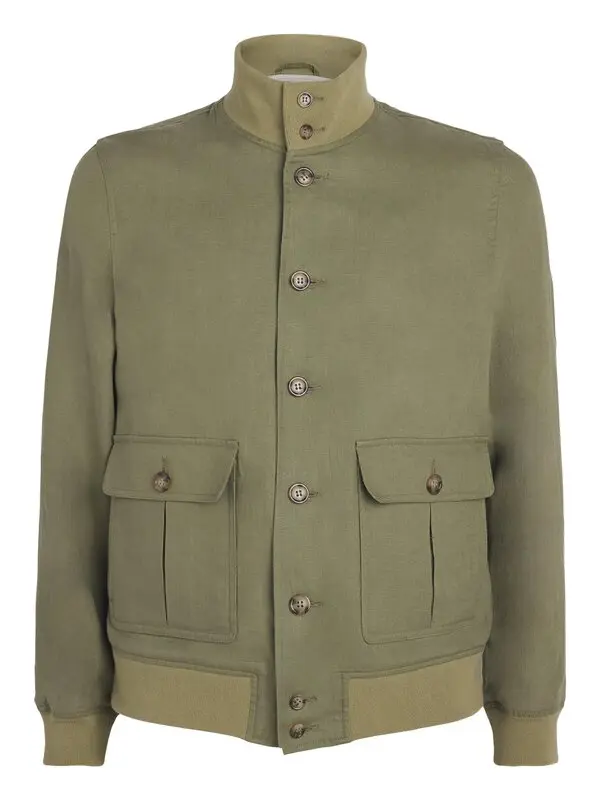 VALSTAR Valstarino Linen Bomber Jacket - Ivory