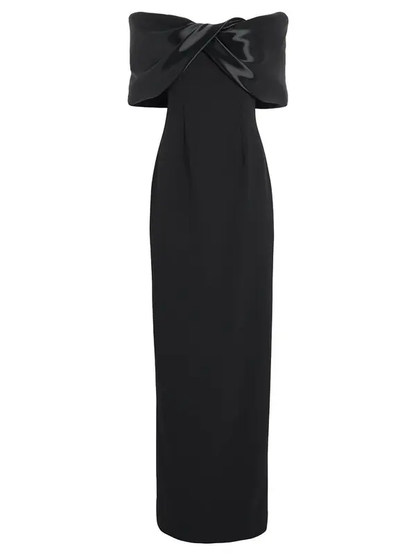 Pamella Roland Twist-detail Off-the-shoulder Gown - Black