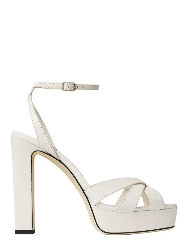 JIMMY CHOO Kove 120 Nappa Leather Platform Sandals - White