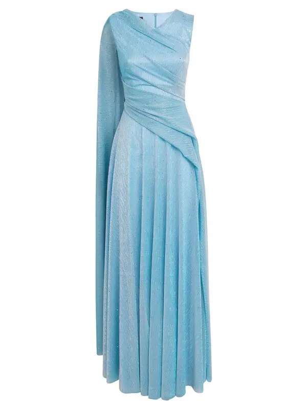 Talbot Runhof Metallic Draped Maxi Dress - Blue