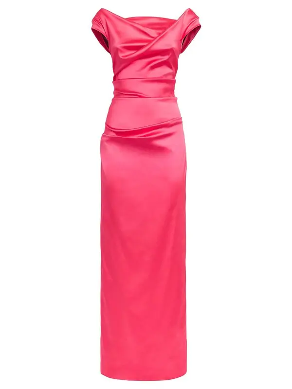 Talbot Runhof Duchesse Satin Draped Gown - Pink