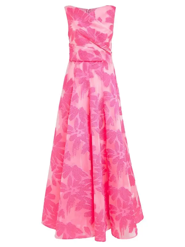 Talbot Runhof Fil Coupé Draped Gown - Pink