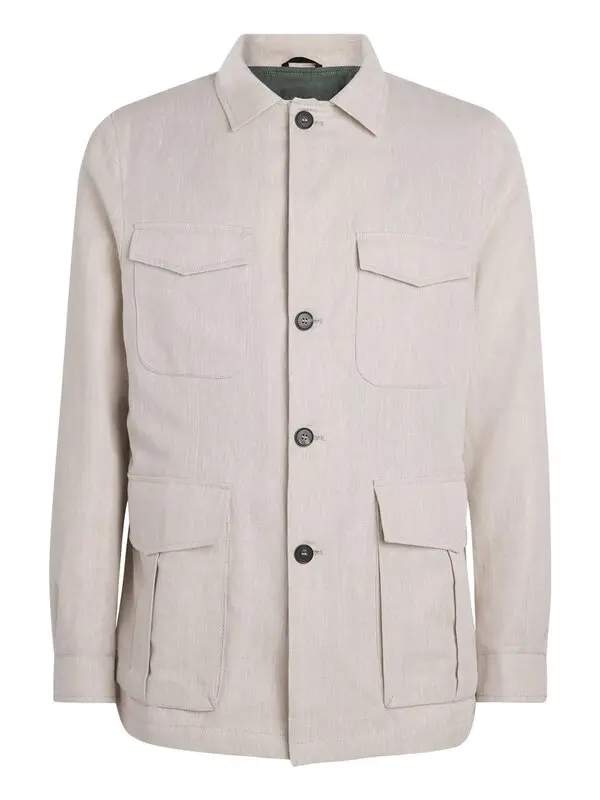 N.peal Linen-cotton Herringbone Safari Jacket - Ivory