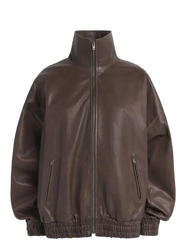 Acne Studios Leather Bomber Jacket - Brown