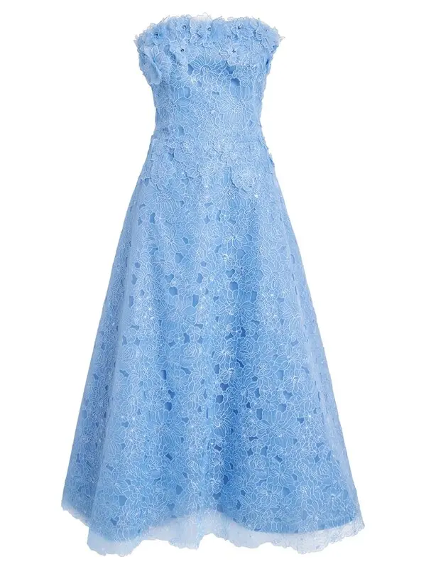 Costarellos Lace Anessa Midi Dress - Blue