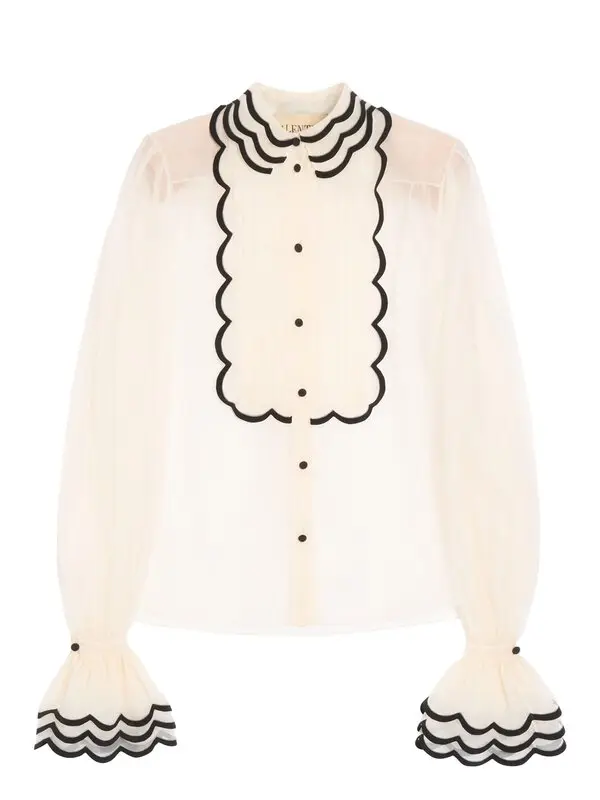 Valentino Garavani Silk Embroidered Shirt - Ivory