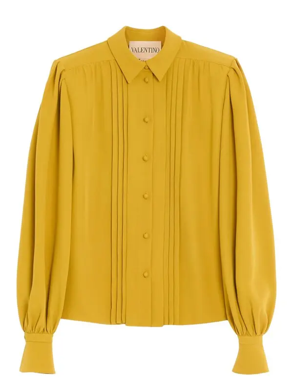 Valentino Garavani Silk Pleated Shirt - Yellow