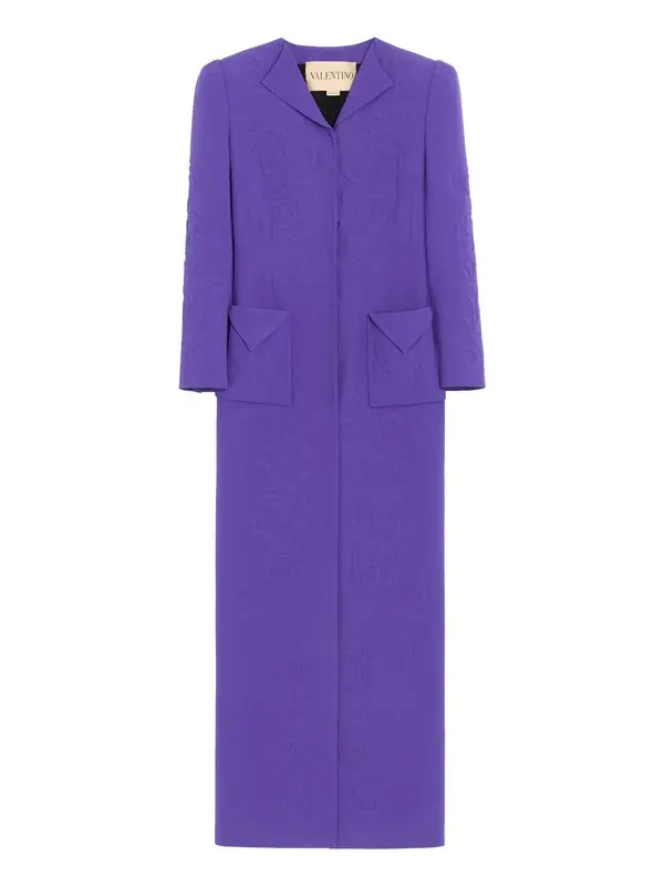 Valentino Garavani Floral-embroidered Long Coat - Purple