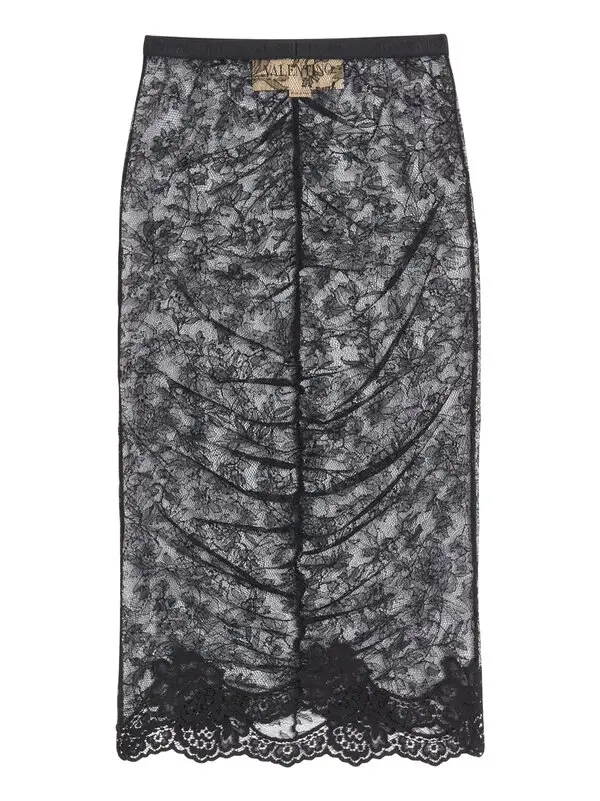 Valentino Garavani Lace Ruched Skirt - Black