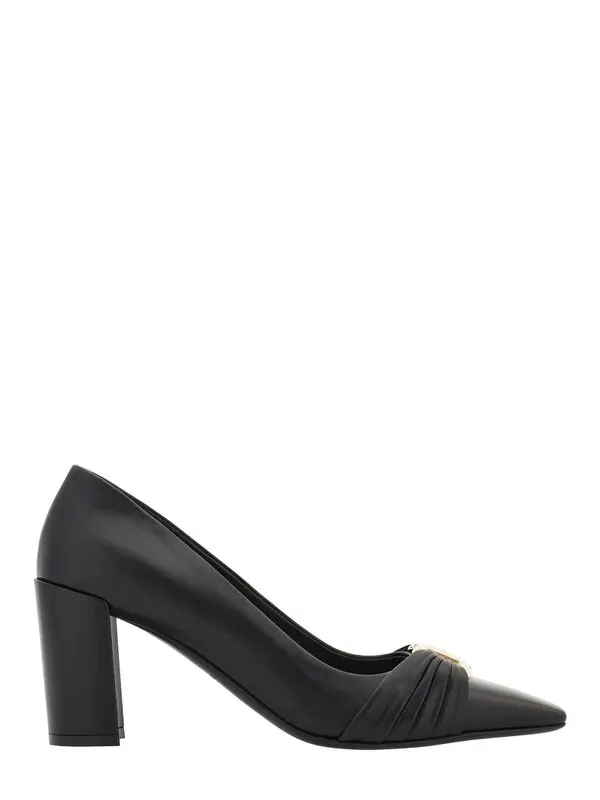 FERRAGAMO Gancini Ornat Block Heel Pumps - Black