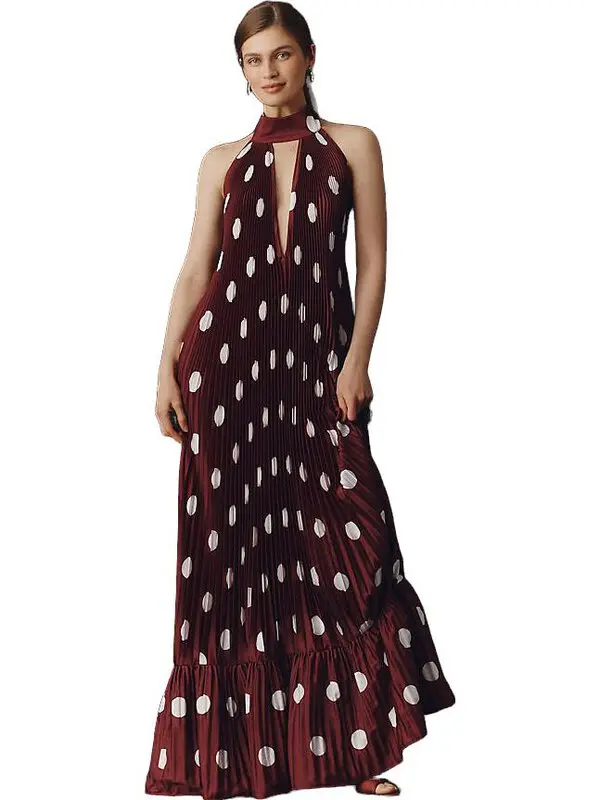 L'IDEE Libertie Printed Gown - Polka Wine