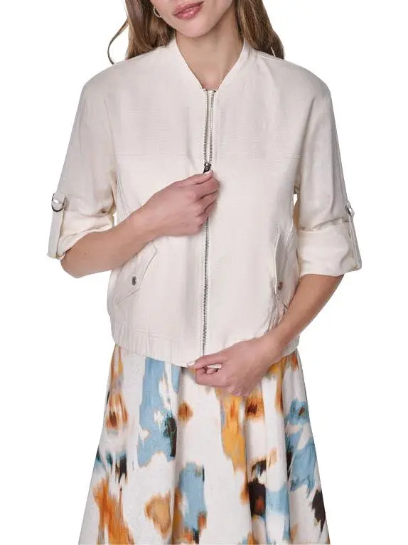 Dkny Linen-blend Bomber Jacket - Coconut