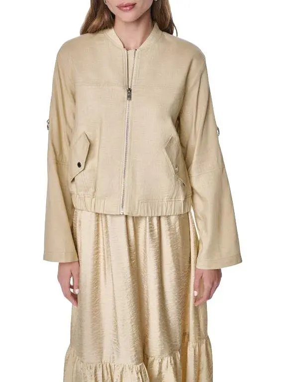 Dkny Linen-blend Bomber Jacket - Mojave Desert