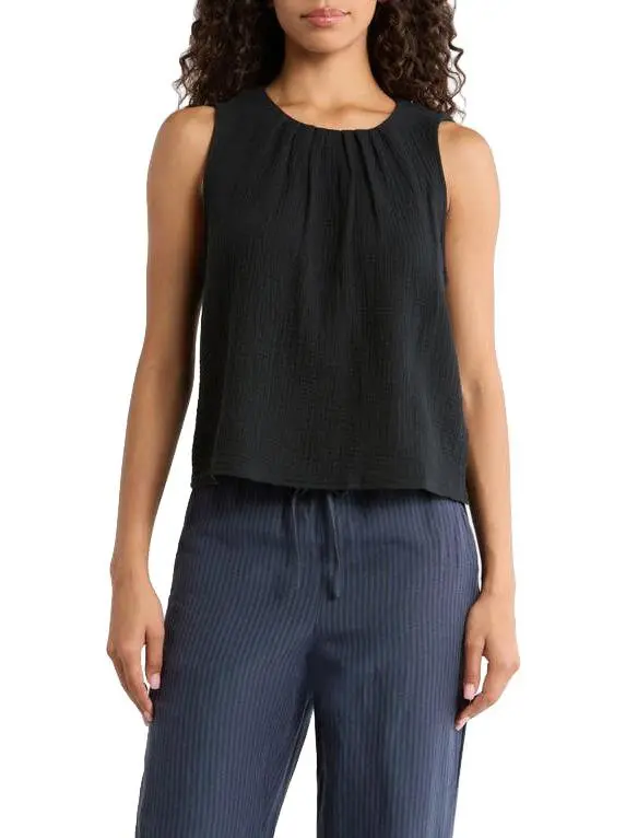 Marine Layer Serena Cotton Gauze Tank - Black