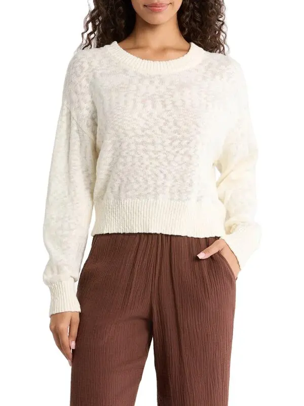 Marine Layer Sea Breeze Cotton Crewneck Sweater - Antique White