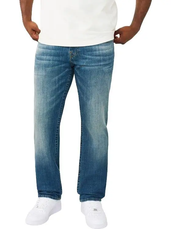 True Religion Ricky Snake Embroidered Straight-leg Jeans - Forest Denim Dark Wash