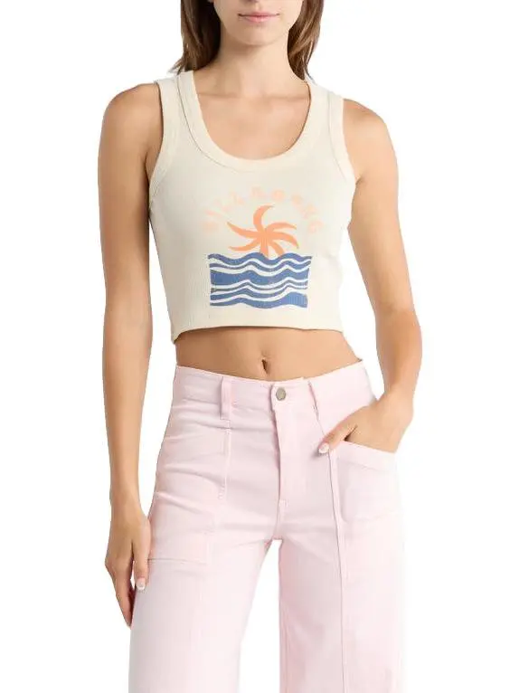 BILLABONG Graphic Stretch Cotton Rib Tank - White Cap