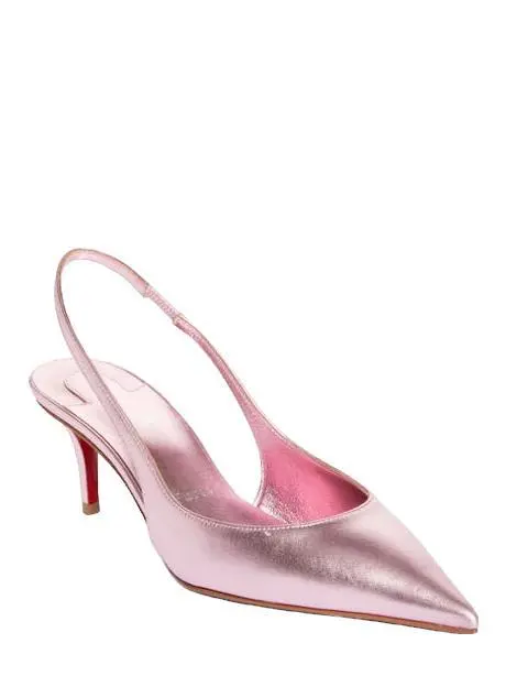 CHRISTIAN LOUBOUTIN Miss Z Metallic Slingback Pumps - Baby Pink