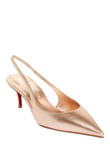 CHRISTIAN LOUBOUTIN Miss Z Metallic Slingback Pumps - Gold