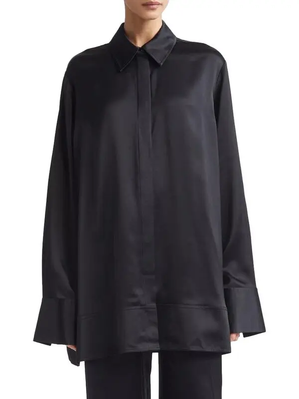 TOTEME Oversized Soft Tuxedo Button-up Shirt - Black