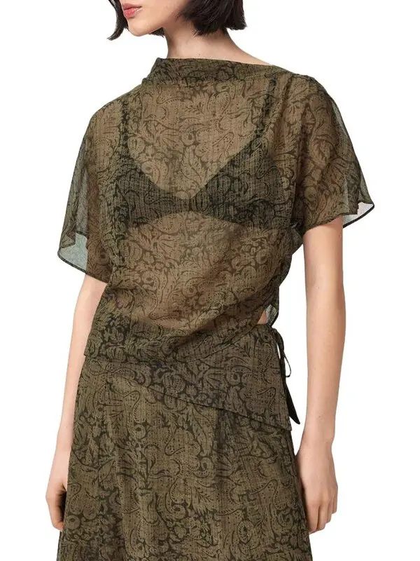 ALLSAINTS Sheer Woven Shirt - Sirius Gold Black