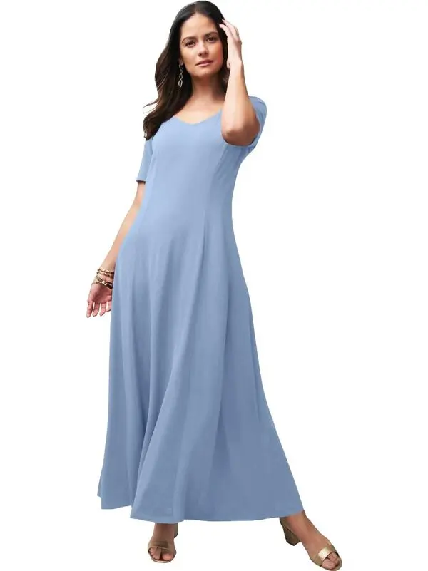 JESSICA LONDON Stretch Knit Sweetheart Maxi Dress - Azure Mist