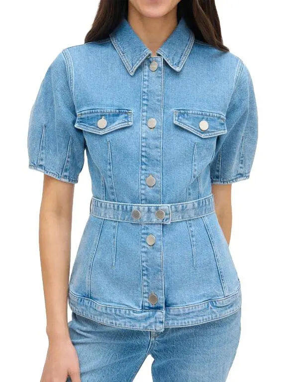 ALIGNE Jette Stretch Organic Cotton Denim Shirt - New Lightwash