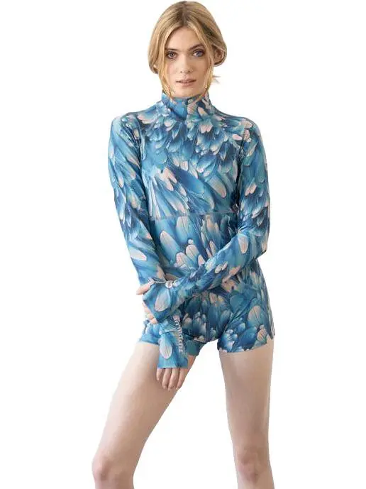 Tutublue Upf 50 Long-sleeve One-piece Swimsuit - Abstract Feather Or Petal