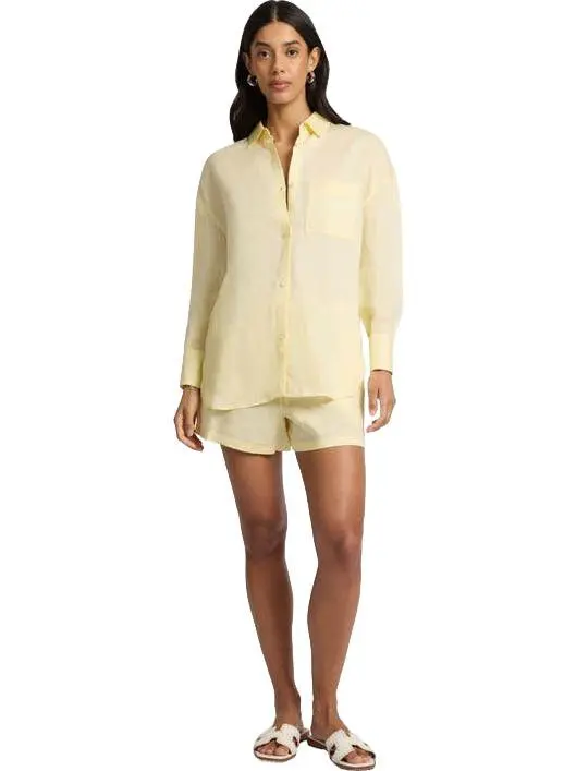 Onia Air Linen Boyfriend Long Sleeve Shirt - Chamomile