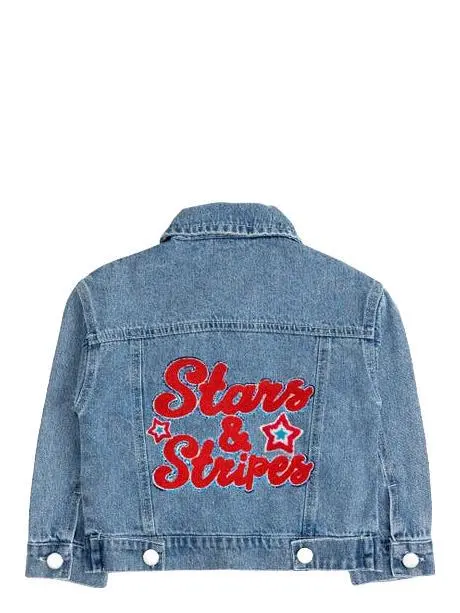 SWEET WINK Stars And Stripes Patch Jacket - Denim