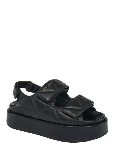 J/SLIDES NYC Leather Slingback Platform Sandals - Black