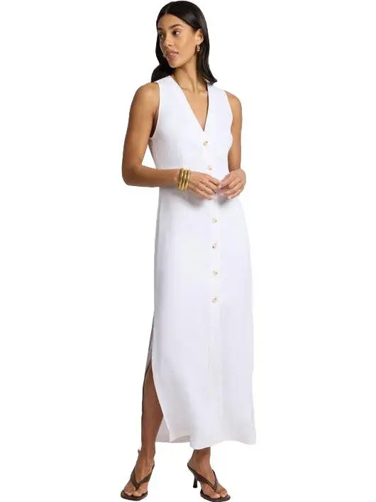 Onia Textured Button Down Maxi Dress - White