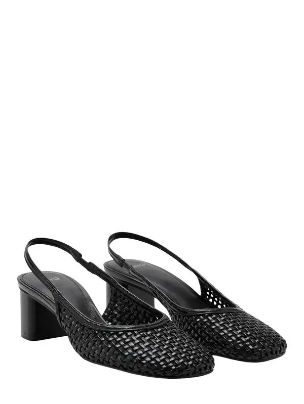 Mango Braided Slingback Block Heel Pumps - Black