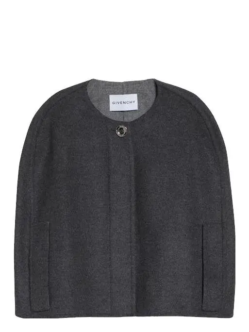Givenchy Crop Wool & Cashmere Cape - Dark Grey/grey